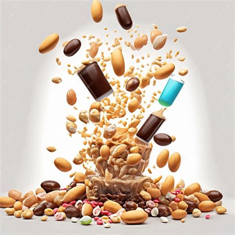 Premium Photo Peanuts Candy And Drinks Isolated On White