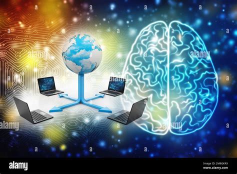 3d Rendering Computer Network Computer Network With Globe Internet