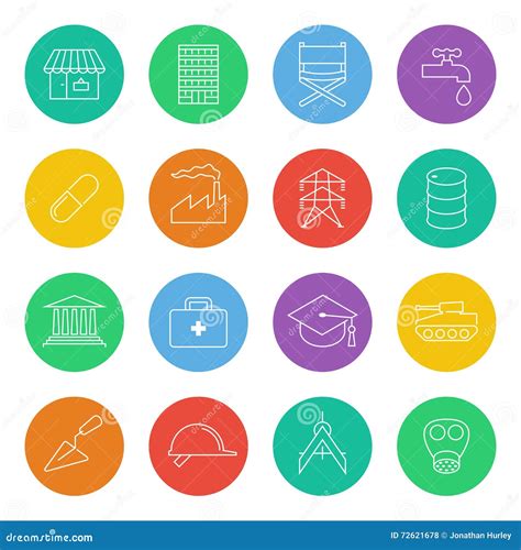 Industry Icons 1 Stock Vector Illustration Of Mono Business 72621678