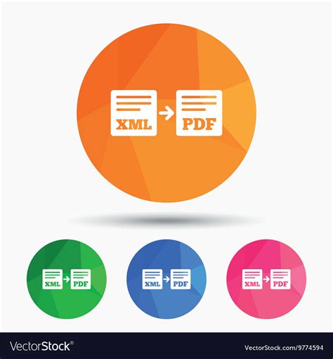 Export Xml To Pdf Icon File Document Symbol Vector Image