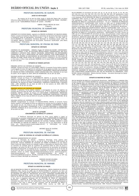 PUBLICAÇÃO DO EXTRATO DE ADITIVO Prefeitura Municipal de Ipixuna do
