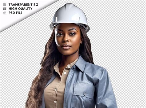 Premium Psd Black Woman Engineer On White Background White Isolated B