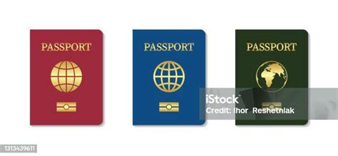 여권 커버 여권 시민의 가죽 커버 칩 생체 인식 국제 문서의 템플릿 빨간색과 파란색 배경에 골든 글로브 여행 시민권 이민에 대한 아이콘 벡터 United Nations에