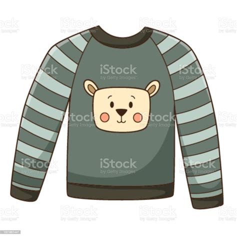 귀여운 곰 재킷 따뜻한 스웨터 잠옷 가을 의류 윤곽선이 있는 요소를 디자인합니다 가을 테마 낙서 손으로 그린 플랫 디자인 색상