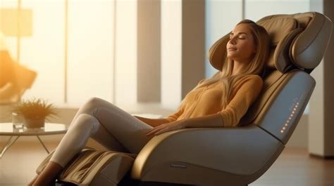 Premium Photo Woman Relaxing On Electric Massage Chair In Living Room