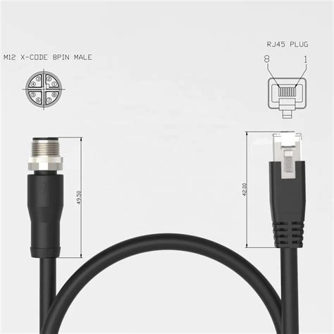 M12 Connector X Coded 8pin Male To Rj45 M12 8 Pole Male X Code To Rj45