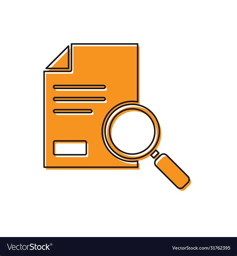 Orange Document With Search Icon Isolated On White