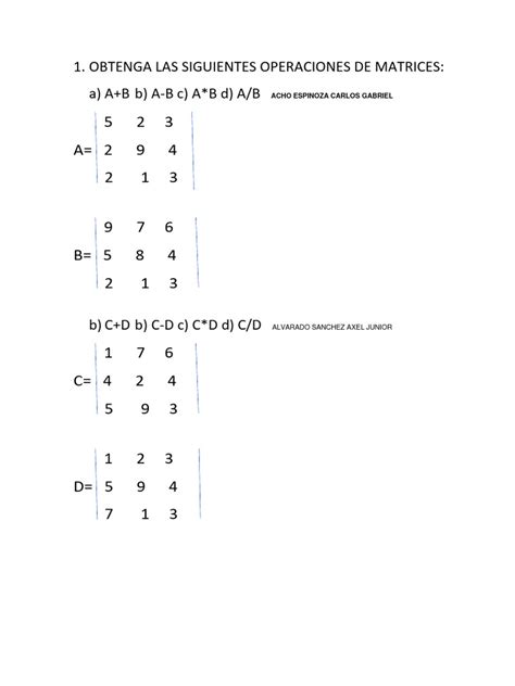 Operaciones Con Matrices Tarea EconometrÍa Pdf