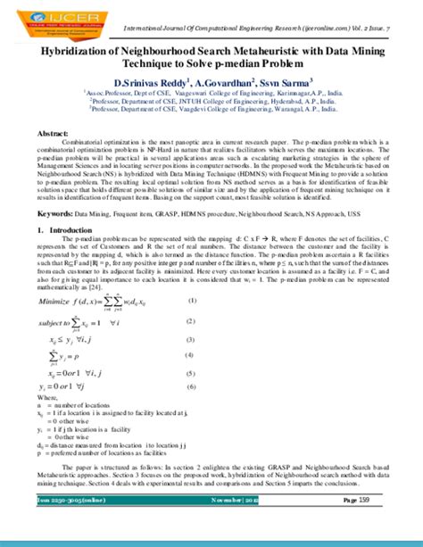 Pdf Hybridization Of Neighbourhood Search Metaheuristic With Data