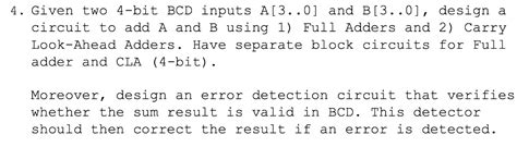 4 Given Two 4 Bit Bcd Inputs A 30 And B 30 Design A Circuit To Add A And B Using 1 Full