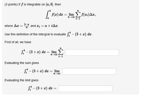 Solved If F Is Integrable On [a B] Then Integral B A F X