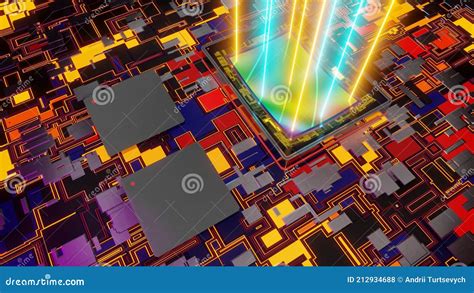Curved Sensor For Digital Camera On Pcb Prototype 3d Rendering Stock