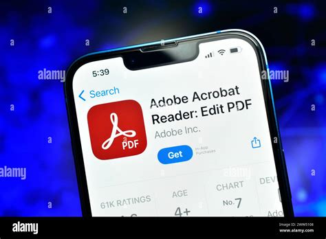 New Delhi India 20 March 2024 Adobe Acrobat Reader On Smartphone