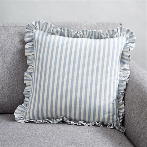 Lilac Striped Cushion Cover Costal Pillows Pastel Ruffle Pillow