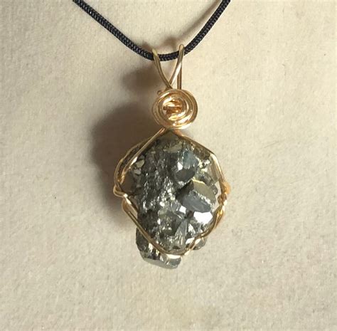 Pyrite Cluster Pendant Wire Wrapped Necklace Jewelry Etsy