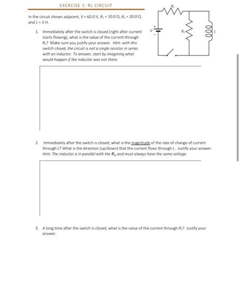 Solved EXERCISE RL CIRCUIT RE In The Circuit Shown Chegg Com