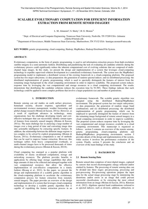 Pdf Scalable Evolutionary Computation For Efficient Information Extraction From Remote Sensed