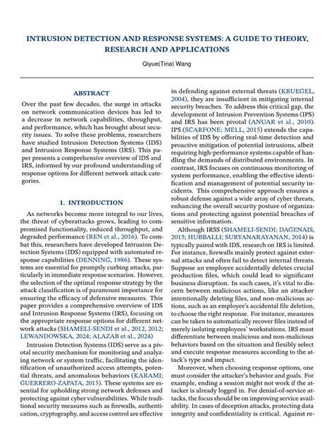 intrusion detection and response systems a guide to theory research and