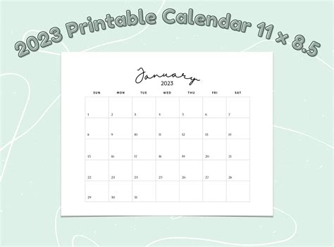 Editable 2023 Monthly Calendar Fillable Calendar Dated Printable
