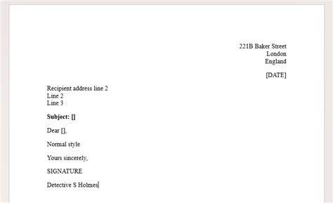 how to type a formal letter in word