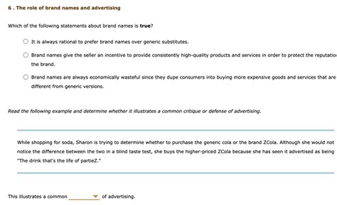 The Role Of Brand Names And Advertising Which Of The Following Statements About Brand Names Is