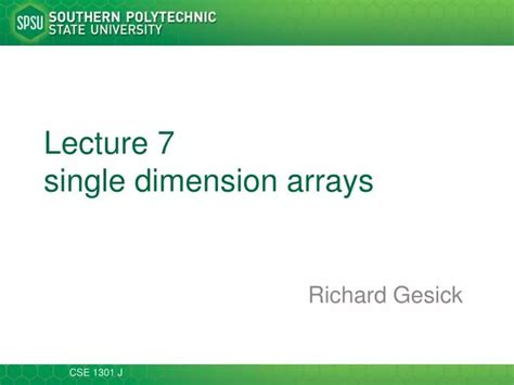 Ppt Lecture 7 Single Dimension Arrays Powerpoint Presentation Free