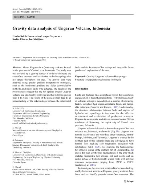 Pdf Gravity Data Analysis Of Ungaran Volcano Indonesia