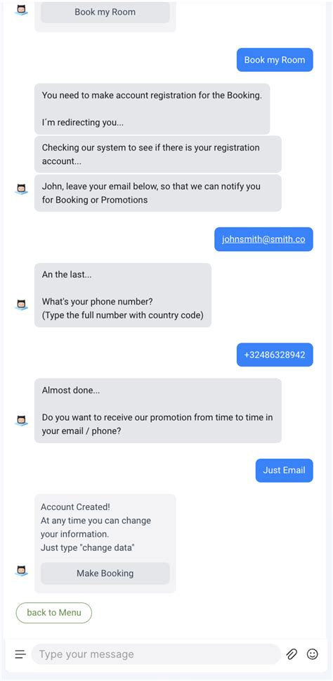 Hotel Booking Chatbot Template Chatbot Template