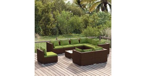 vidaXL 10 részes barna polyrattan kerti bútorszett párnákkal Pepita hu