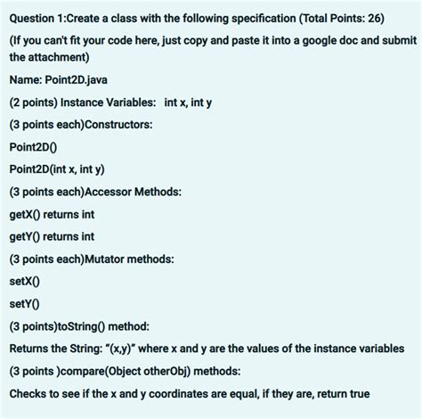 Solved Question Create A Class With The Following Chegg