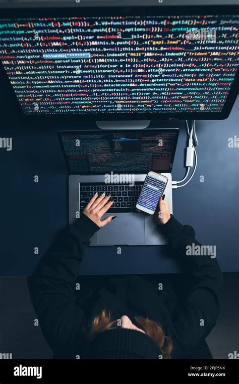 Cyber Security Threat Young Woman Using Computer And Coding Internet