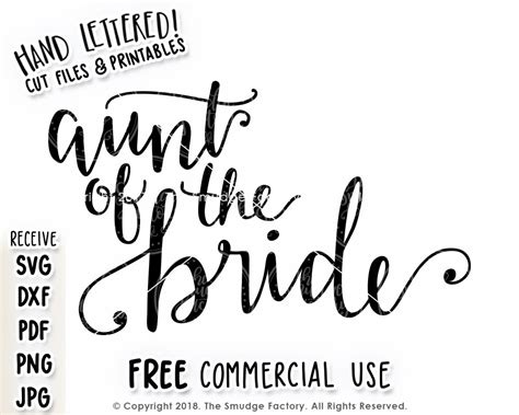 Aunt Of The Bride Svg And Printable The Smudge Factory