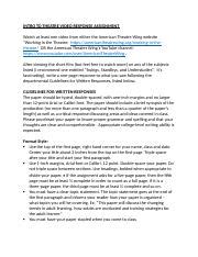 INTRO TO THEATRE VIDEO RESPONSE ASSIGNMENT 2 Docx INTRO TO THEATRE