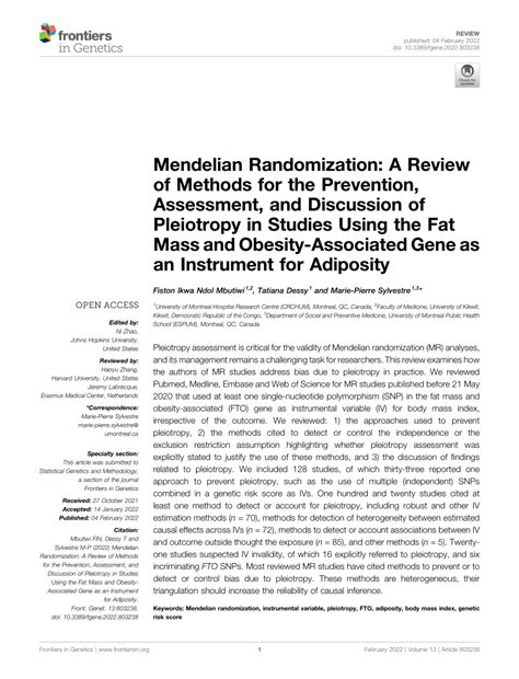 pdf mendelian randomization a review of methods for the prevention