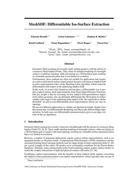 Pdf Meshsdf Differentiable Iso Surface Extraction Dokumentips
