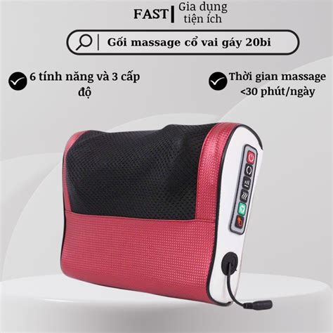 Gối Massage Cổ Vai Gáy Hồng Ngoại Cao Cấp 20 Bi Dạng Nhào Bóp Tạo Nhiệt