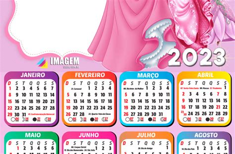 Calendário 2023 Princess Pink Moldura Montagem Png Imagem Legal