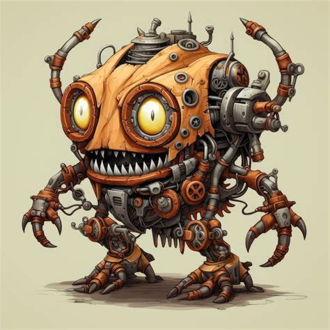 Premium Ai Image Enigmatic Encounter The Steampunk Monster Unveiled