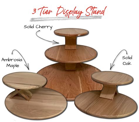 3 Tier Wood Display Stand Solid Wood Rustic Modern Wooden Etsy