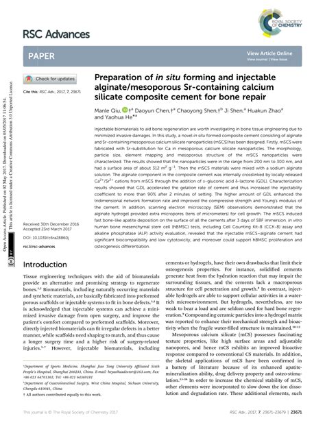 Pdf Preparation Of In Situ Forming And Injectable Alginate