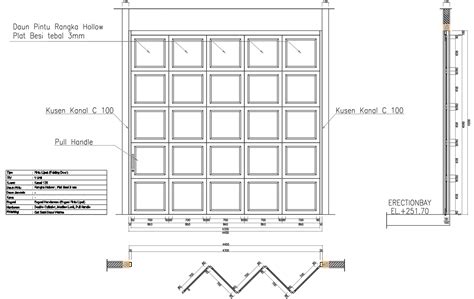 Folding Door Detail With Section And Dimensions Autocad File Cadbull
