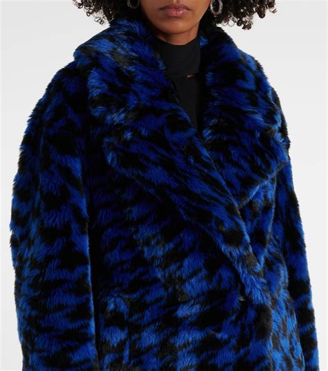 Printed Faux Fur Coat In Blue Diane Von Furstenberg Mytheresa
