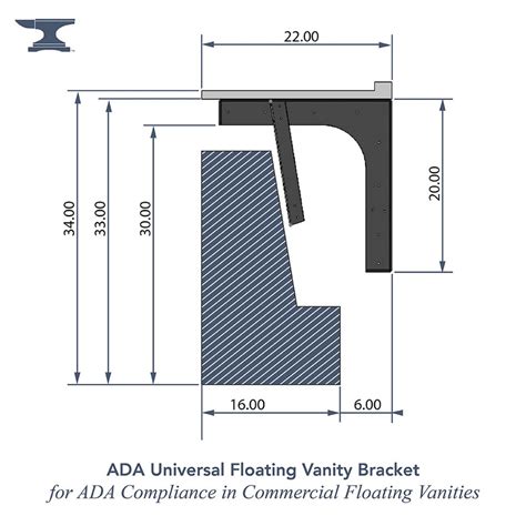 Federal Brace 20 Ada Universal Floating Vanity Bracket Black Federal