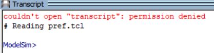 Modelsim Simulation Error Couldn T Open Transcript Permission