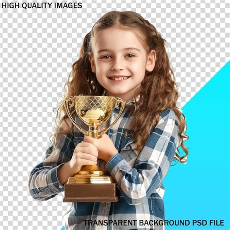 A Girl Holding A Trophy With A Picture Of A Girl Holding A Trophy