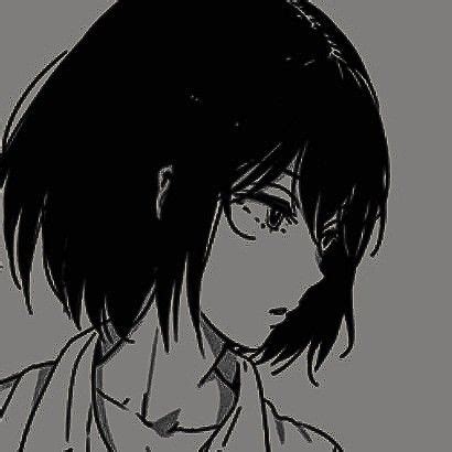 A Black And White Drawing Of A Girl With Short Hair Wearing A Scarf