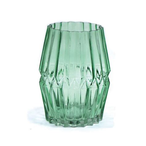 Green Waisted Ribbed Glass Vase Beuniqueleb