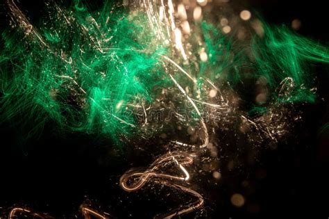 Abstract Light Shapes On Dark Background Long Exposure Photography
