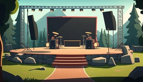 Premium Ai Image A Stage With A Screen In The Middle Of The Grass