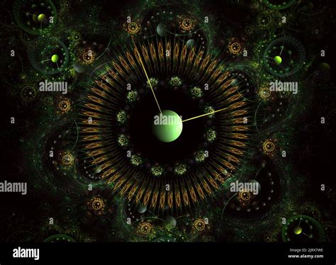 Dark Fractal Clockwork Pattern Digital Artwork For Creative Graphic